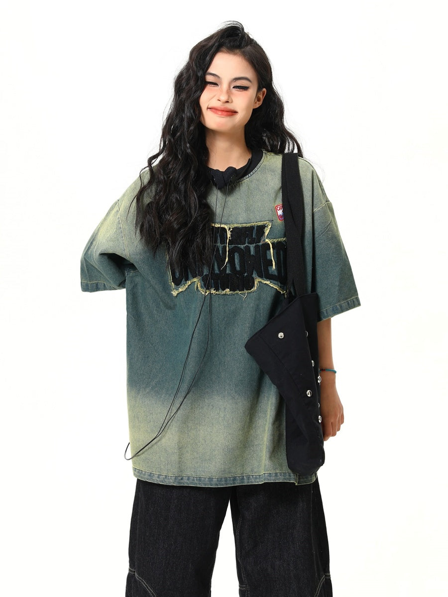 Washed Denim Flocky Logo T-Shirt MW9199